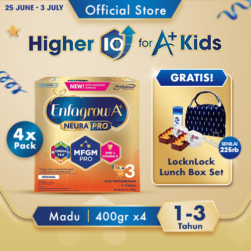 Enfagrow A+ 3 Susu Madu Smart Flip Pack - 400 g (4x400g) + LocknLock S ...